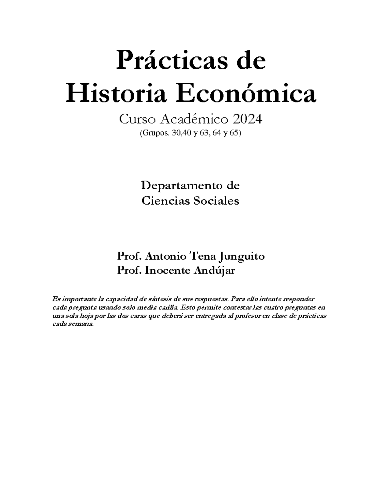 Prácticas Hª ECO 2024: Respuestas a Lecturas Semanales de Historia ...
