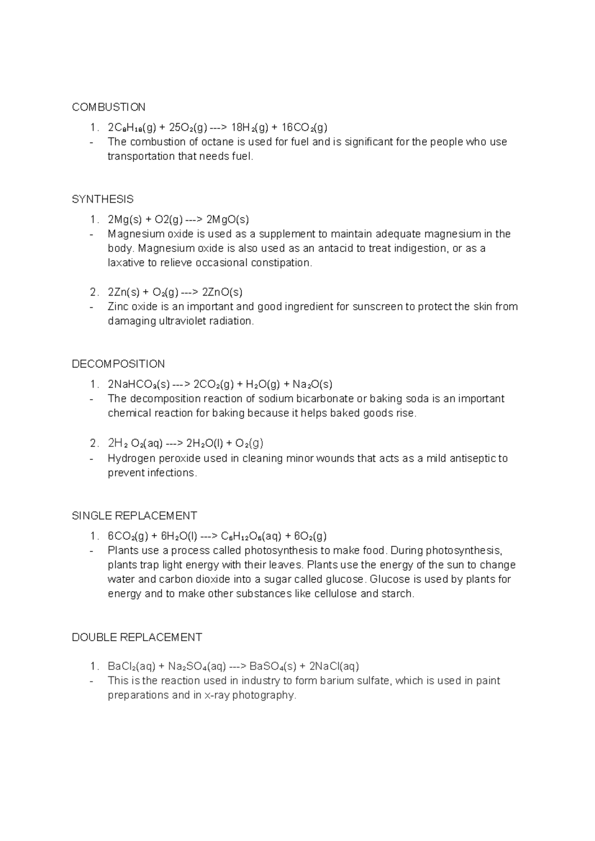 Chemical Reactions Chart: Combustion, Synthesis, Decomposition & More ...
