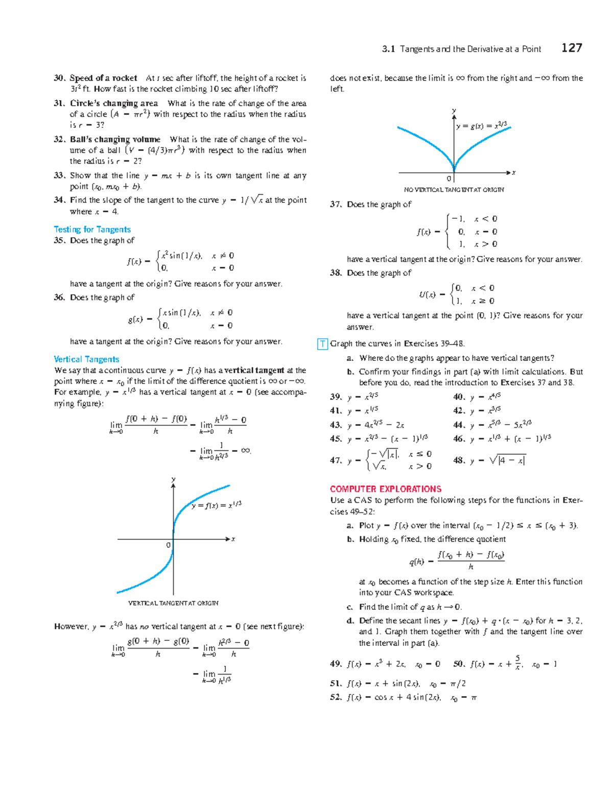 Thomas Calculus: Tangents and Derivatives (Ch. 3.1) - Studocu