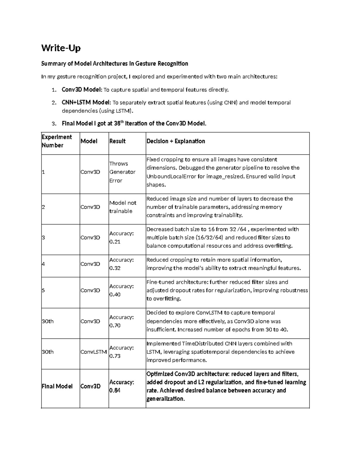Write-up Gesture Recognition Model - Write-Up Summary of Model ...
