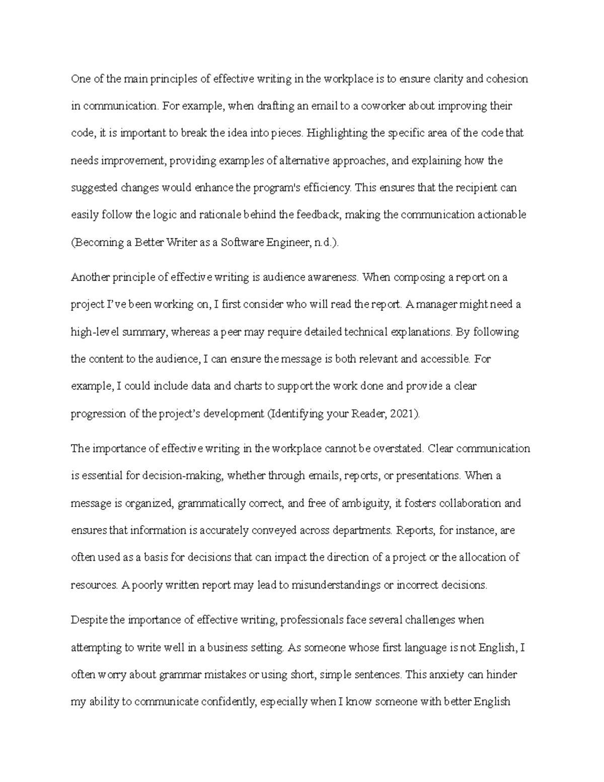 Effective Writing Principles in the Workplace - Assignment 2 - Unit 2 ...