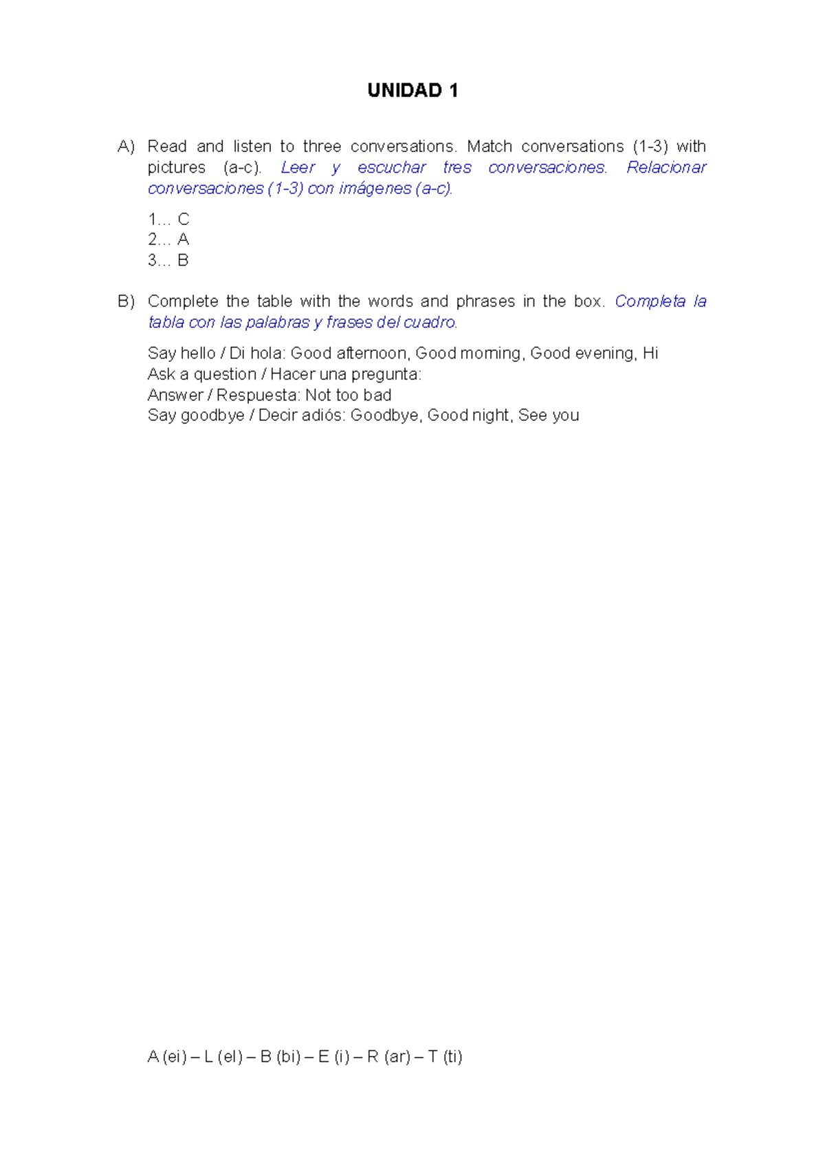 Unidad 1 - Basic 1 Listening and Speaking Exercises - Studocu