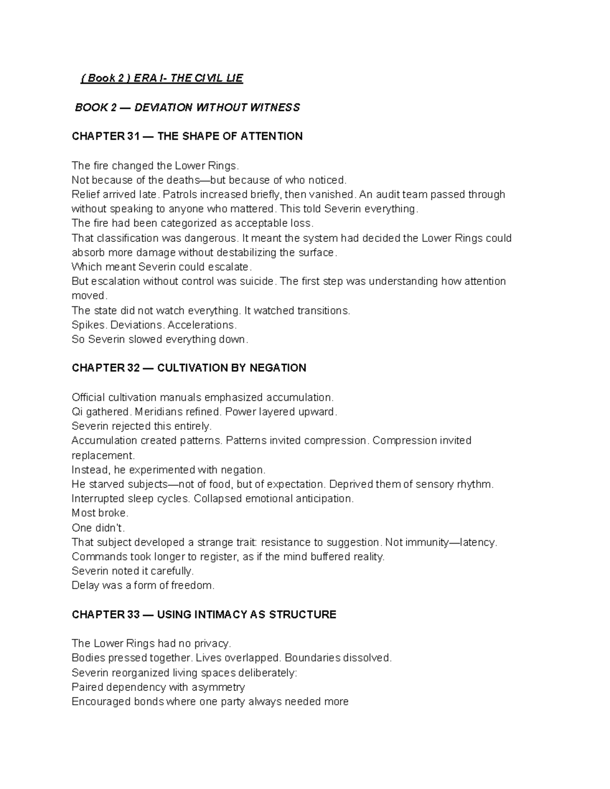 ( Book 2 ) ERA I - The Civil Lie: Deviation Without Witness Chapters 31 ...