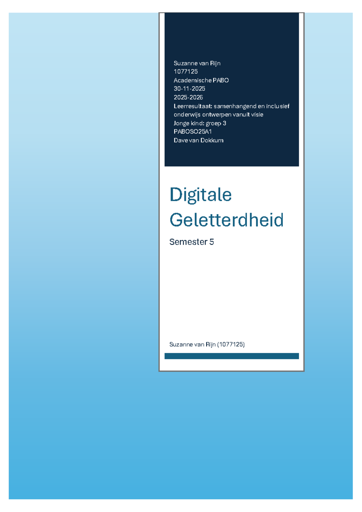 BVT PABOSO25A1 Digitale Geletterdheid: Ontwerpen voor Groep 3 - Studeersnel