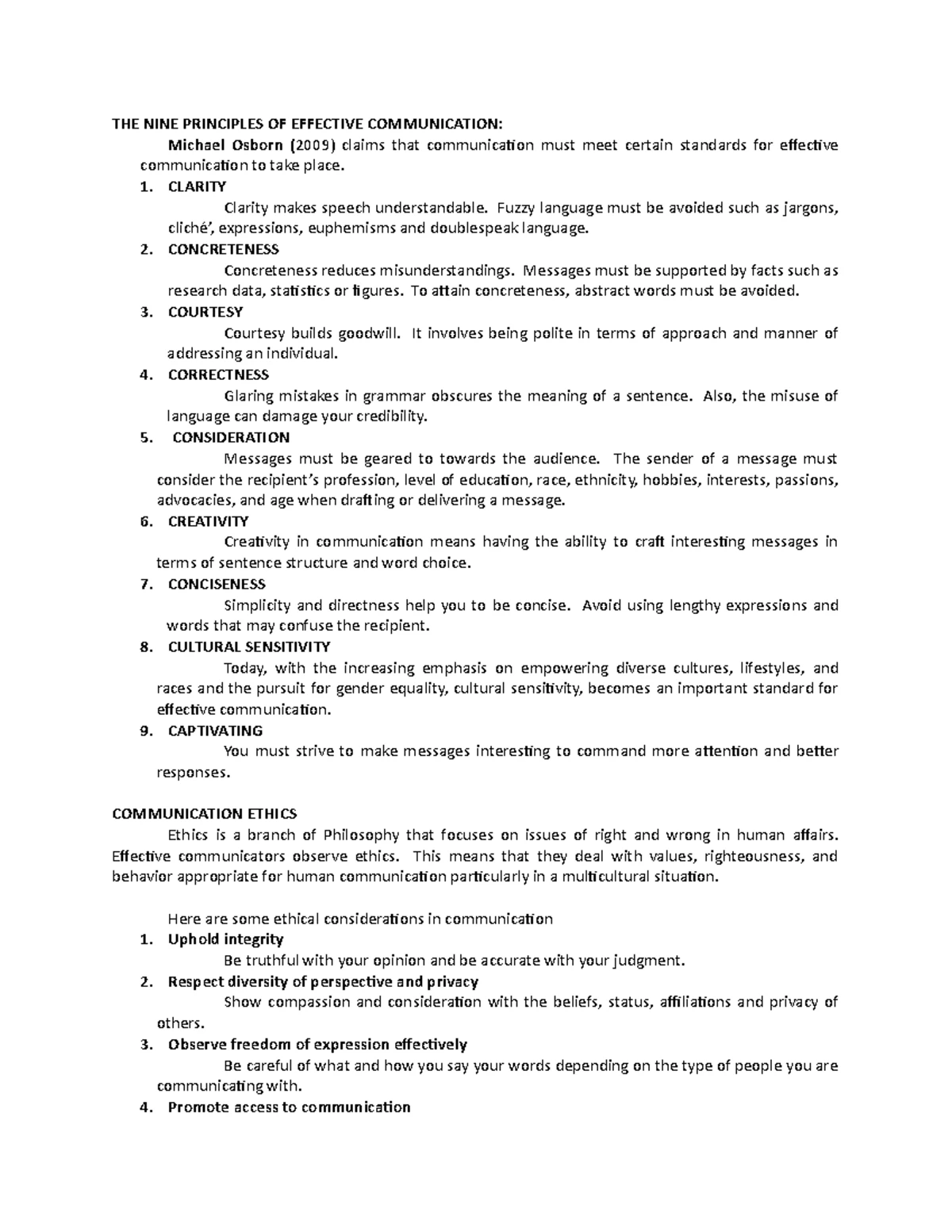 9 principles of effective communication - Purposive Communication ...