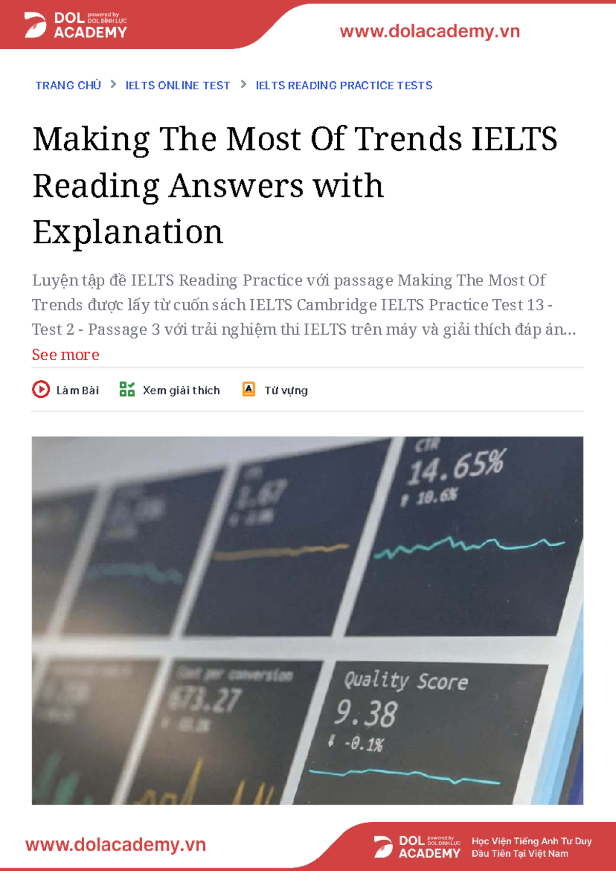 IELTS READING PRACTICE: Making The Most Of Trends Analysis - Studocu