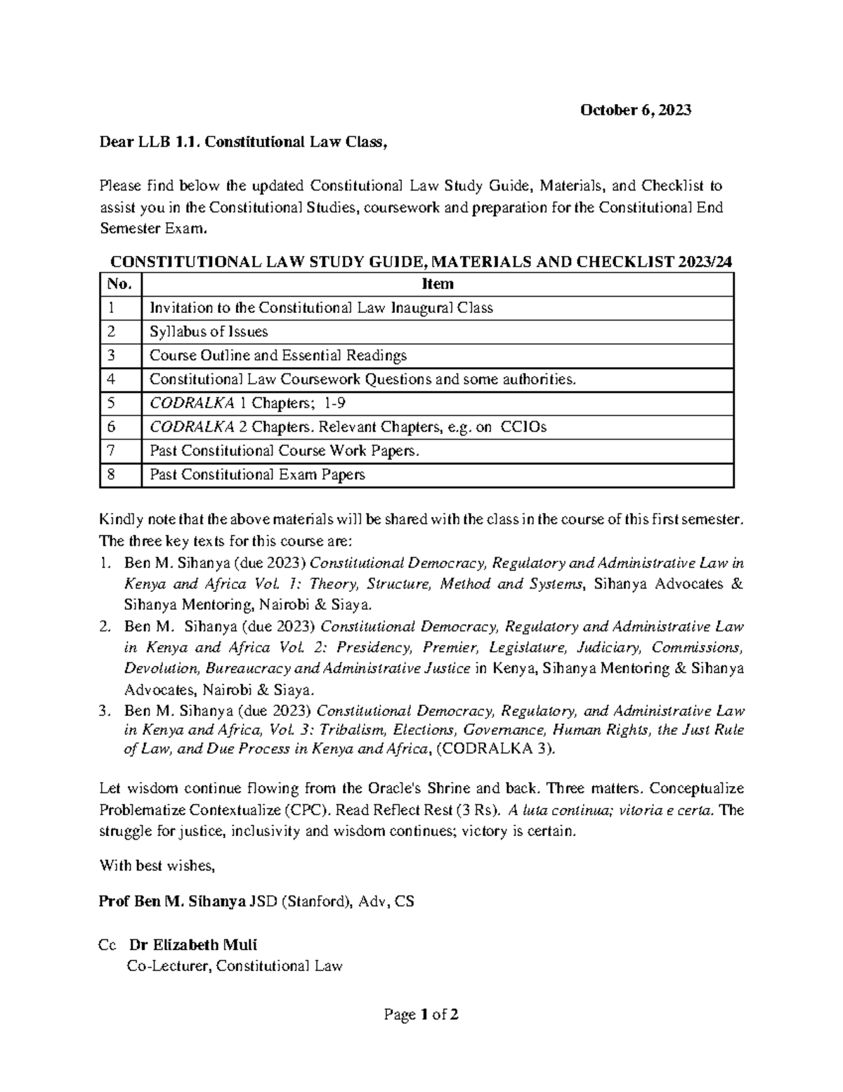 Constitutional Law Study Guide & Checklist for LLB 1.1 Final Exam - Studocu