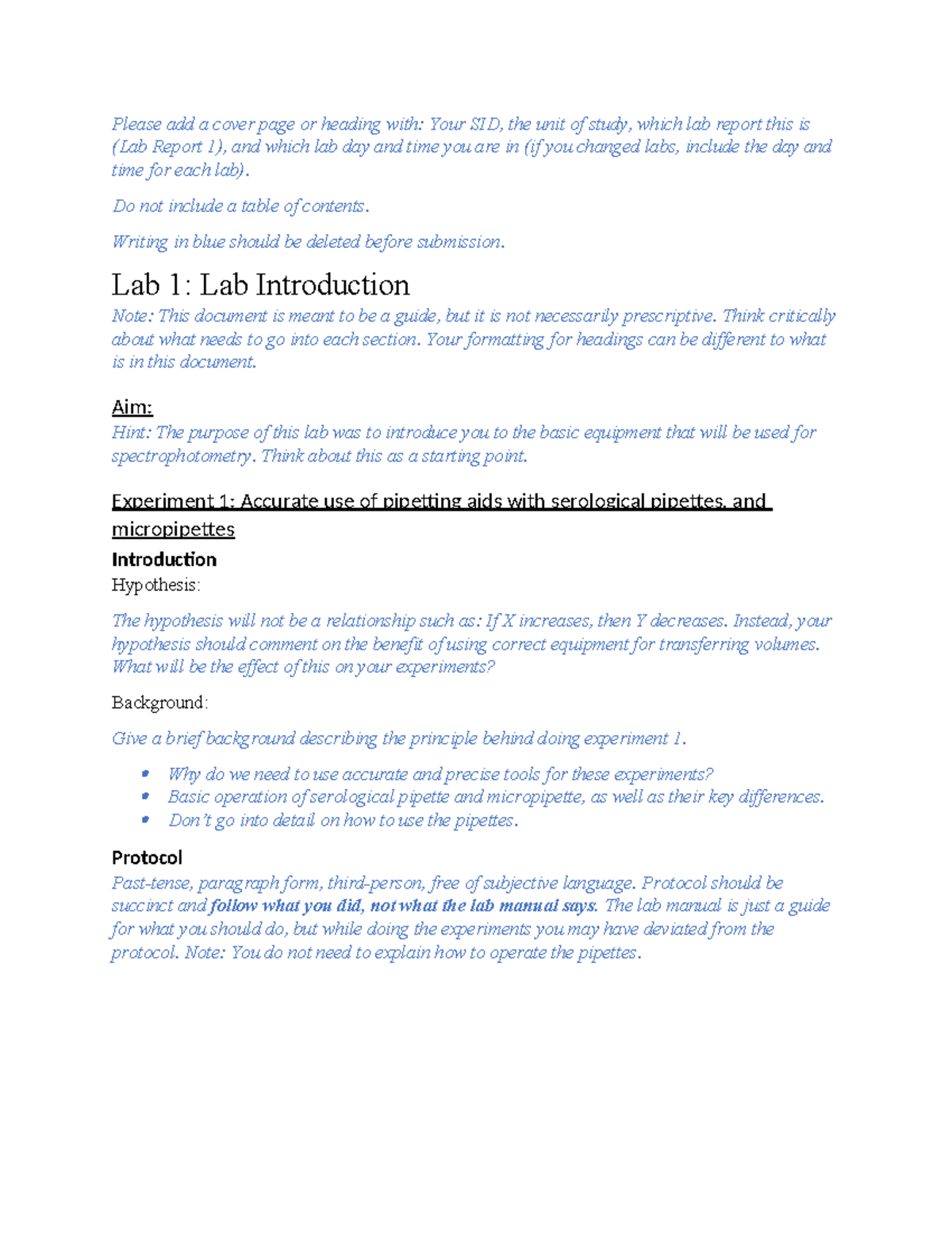 Lab Report 1 Scaffold: Spectrophotometry & Cell Experiments - Studocu
