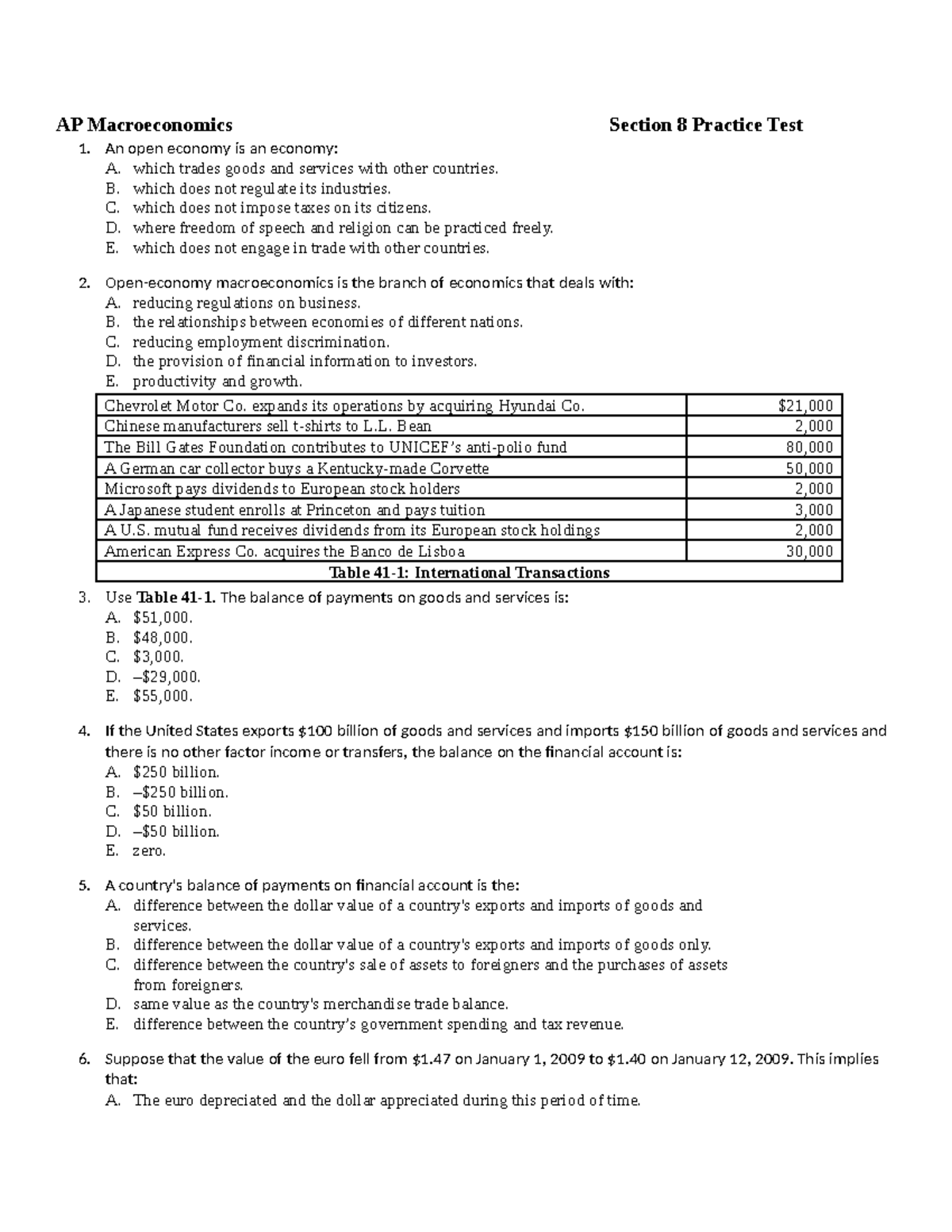 AP Macroeconomics Unit 6 MCQ Practice Test 1 - Studocu