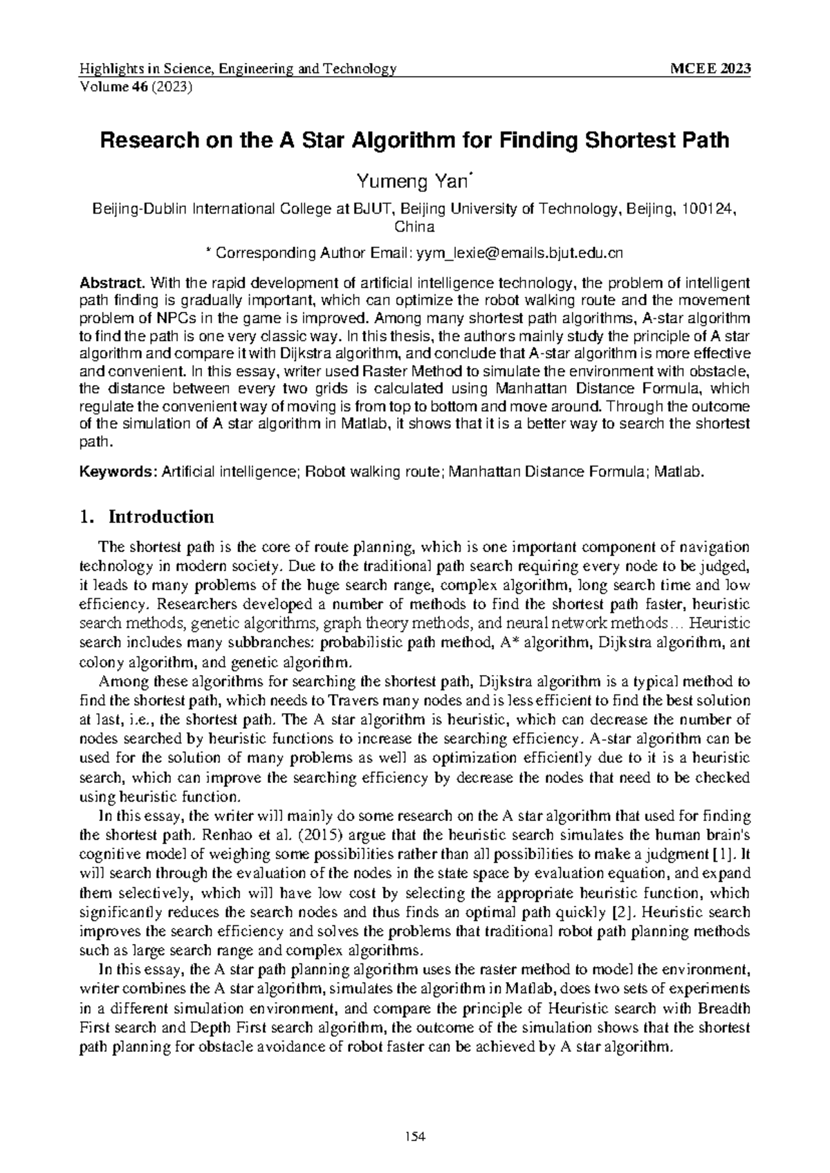 Research on A* Algorithm for Efficient Shortest Path Finding - Studocu