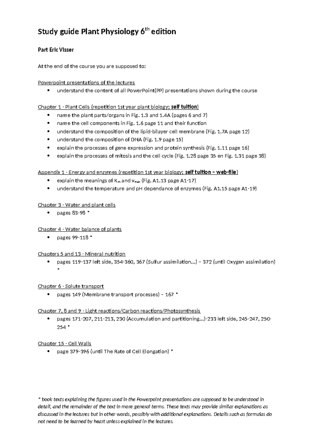 Study Guide: Plant Physiology (6th Ed) - Eric Visser - Studeersnel