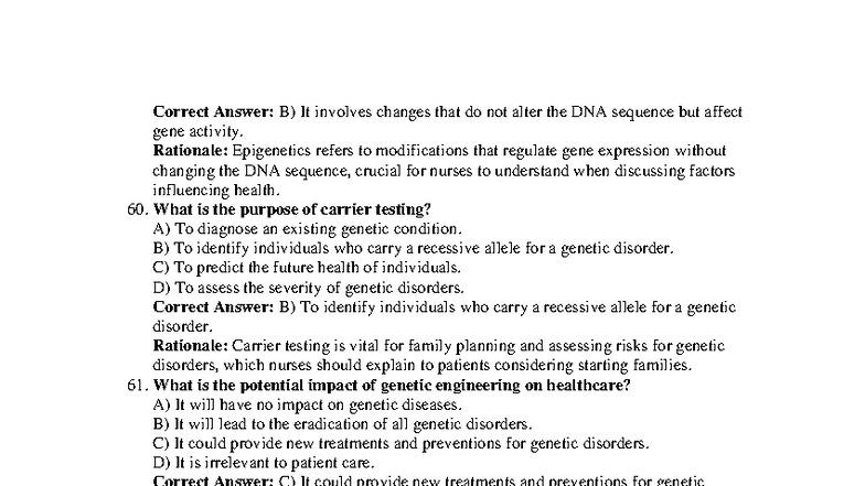 Genetics Test Bank: Key Concepts & Answers (Course 6766) - Studocu