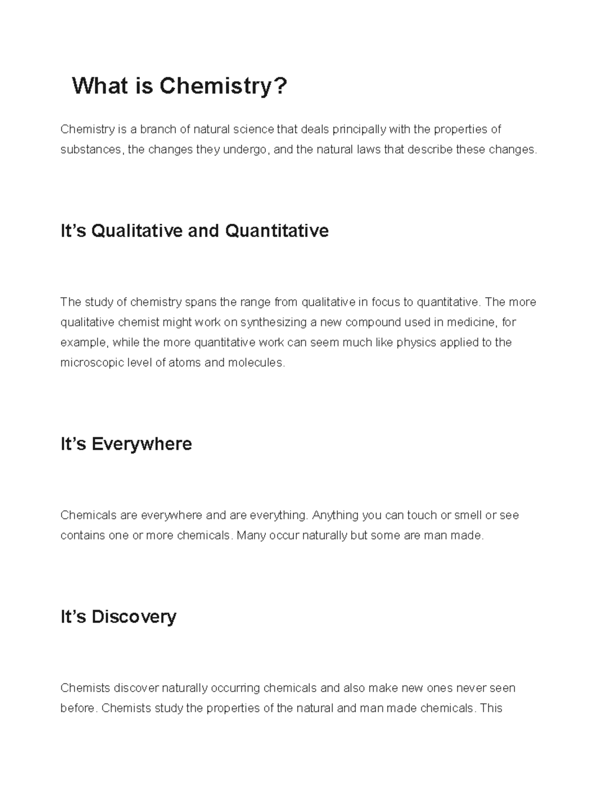 CHEM 101: Understanding the Basics of Chemistry and Its Impact - Studocu