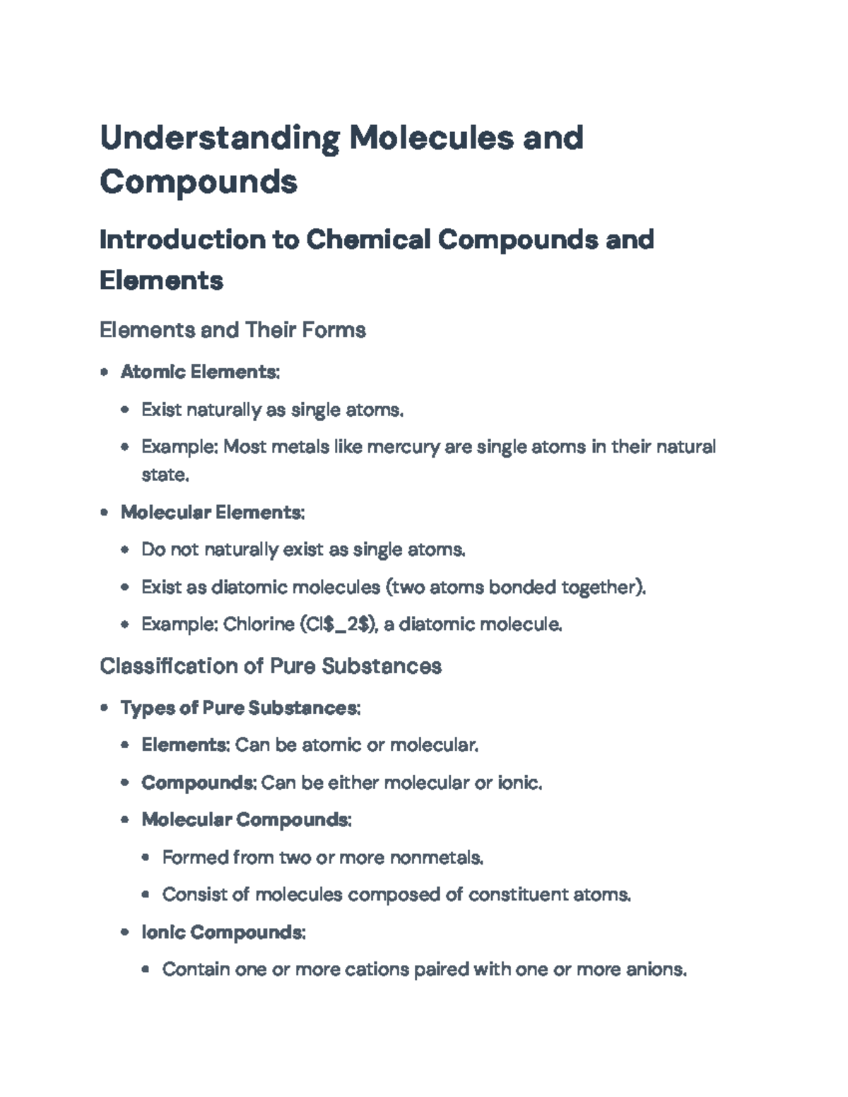 Understanding Chemical Compounds: Elements, Formulas, and Nomenclature ...
