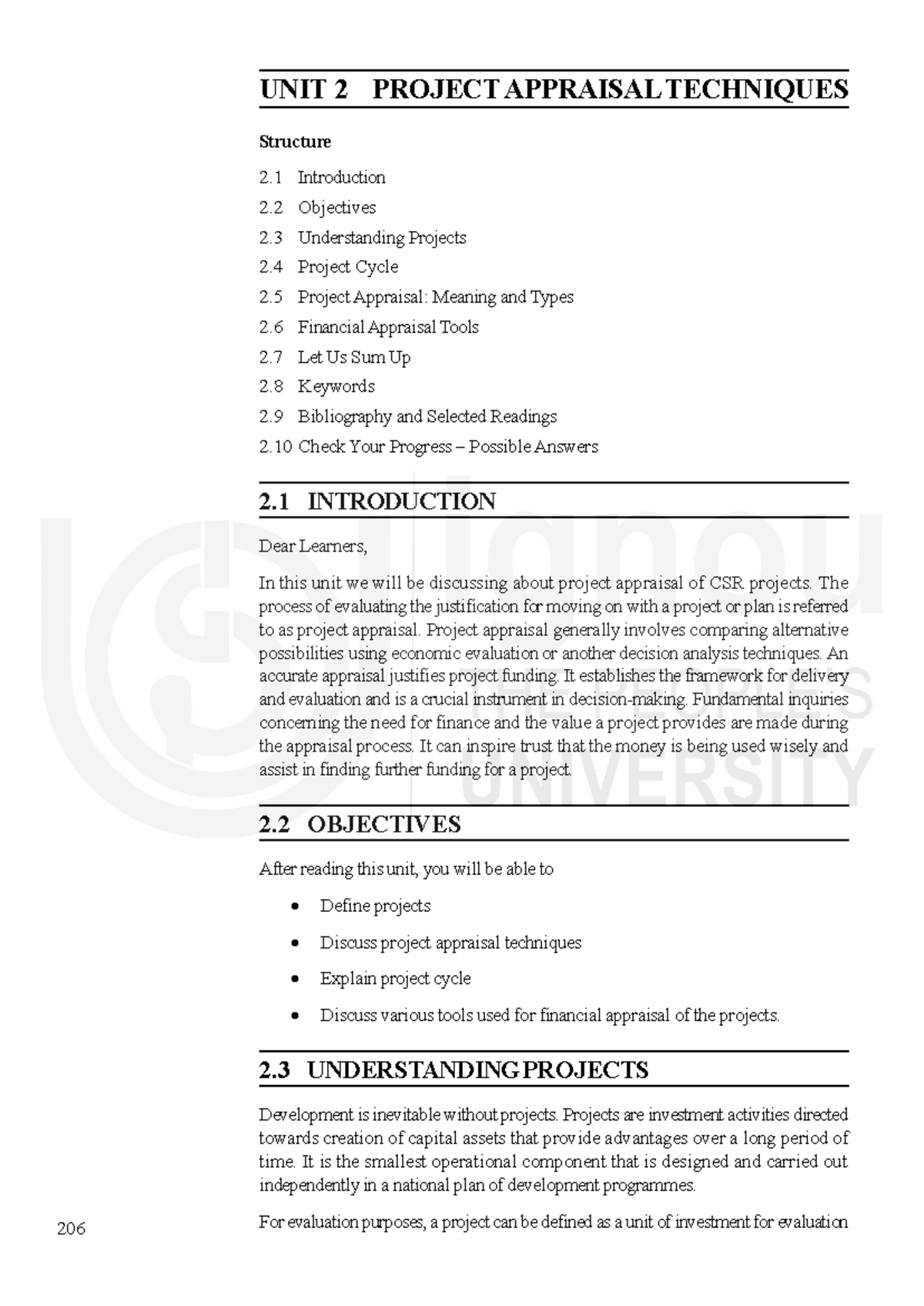 Project Management (CSR) - Unit 2: Appraisal Techniques Overview - Studocu
