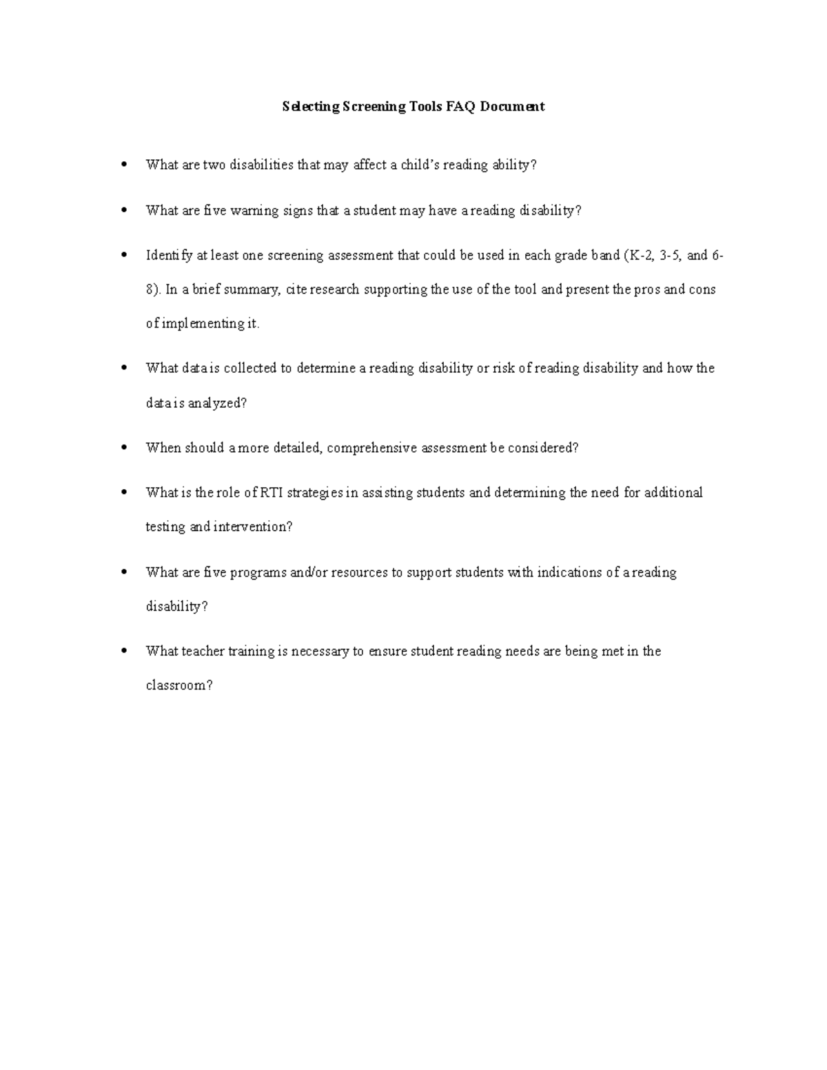 REA-325 Select Screening Tools - Selecting Screening Tools FAQ Document ...