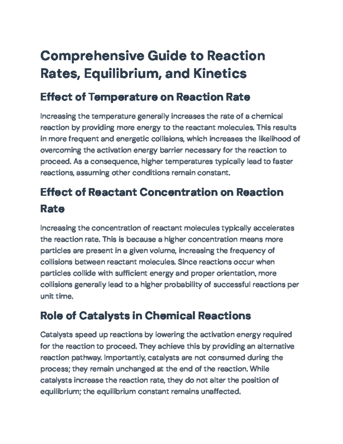 CHEM 101: Comprehensive Overview of Reaction Rates & Equilibrium ...