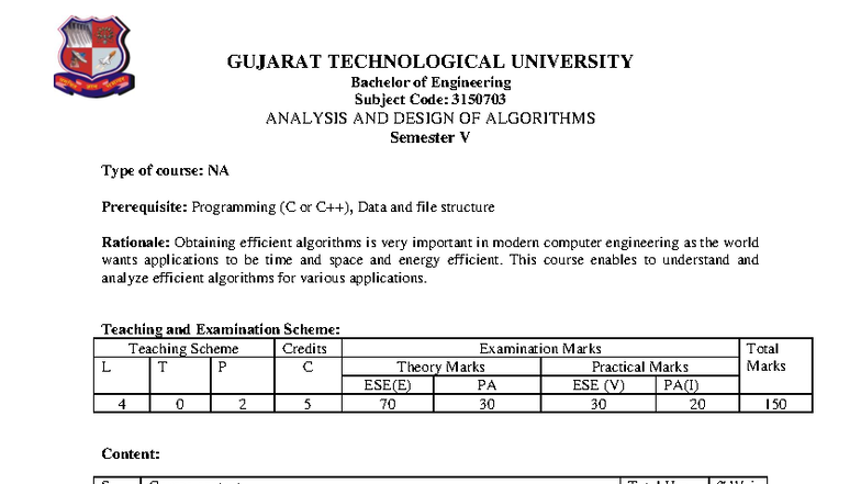 3150703 Analysis & Design of Algorithms (APY Material) - Studocu