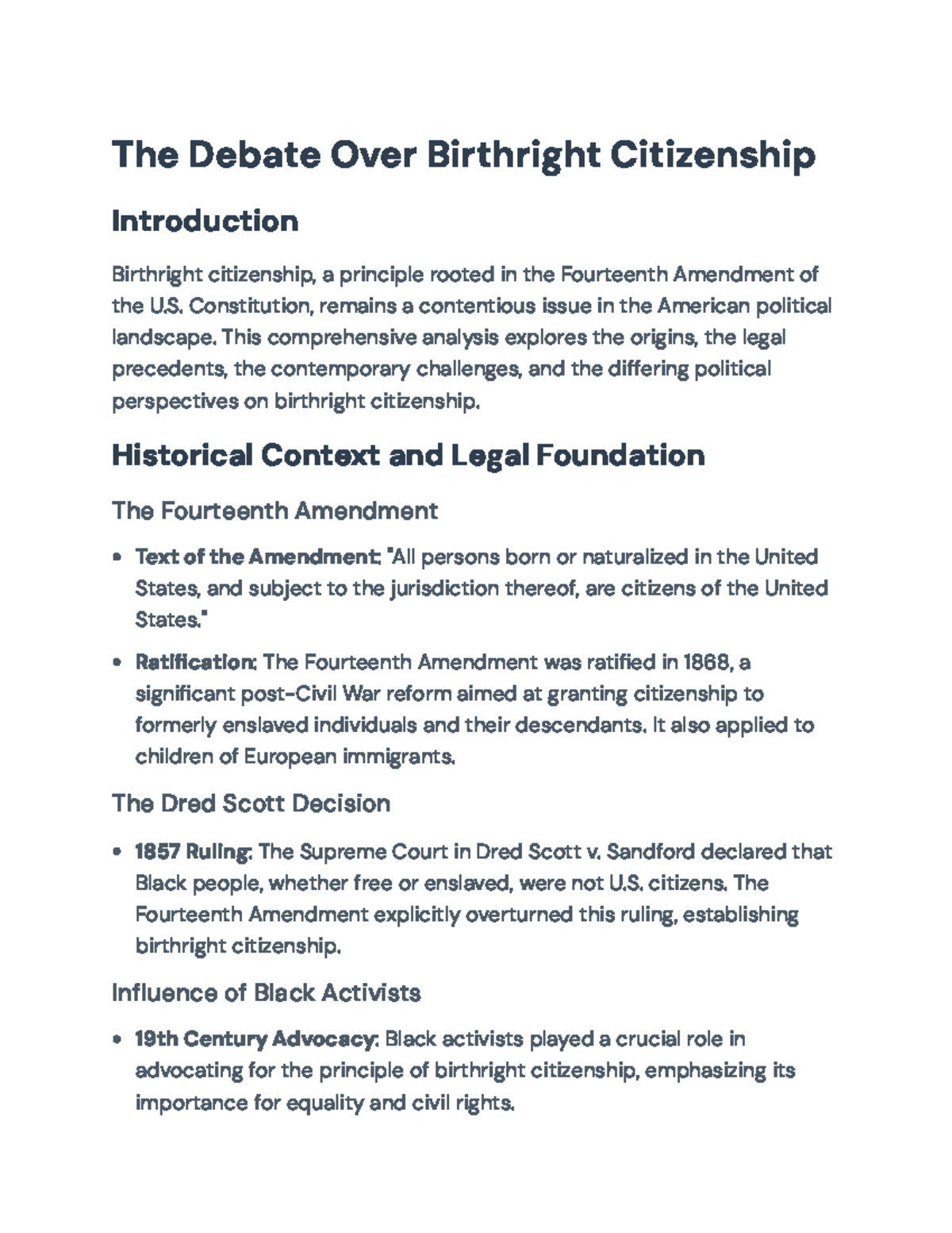 The Debate Over Birthright Citizenship: Origins, Challenges ...