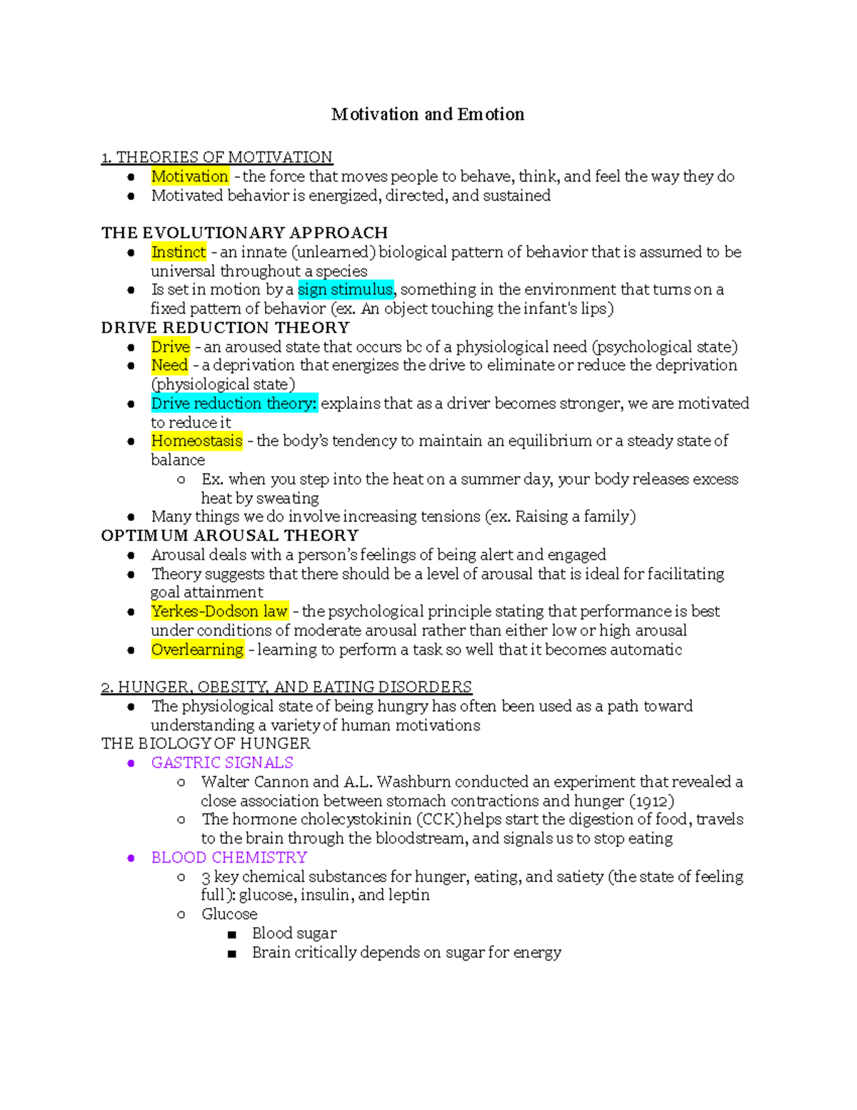 Motivation and Emotion Theories: An In-Depth Study Guide - Studocu