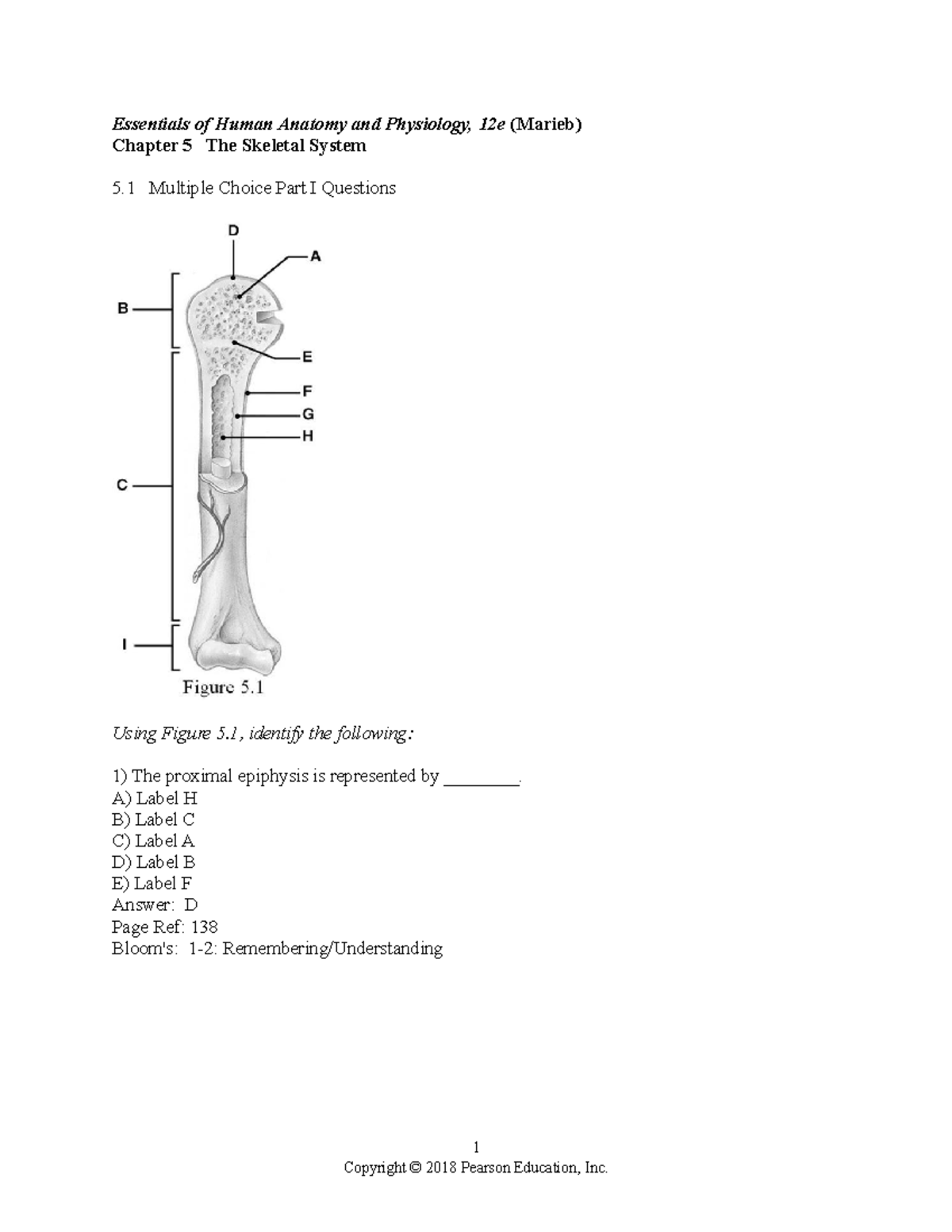 Essentials of Human Anatomy 12e CH 05 Test Bank: Skeletal System - Studocu
