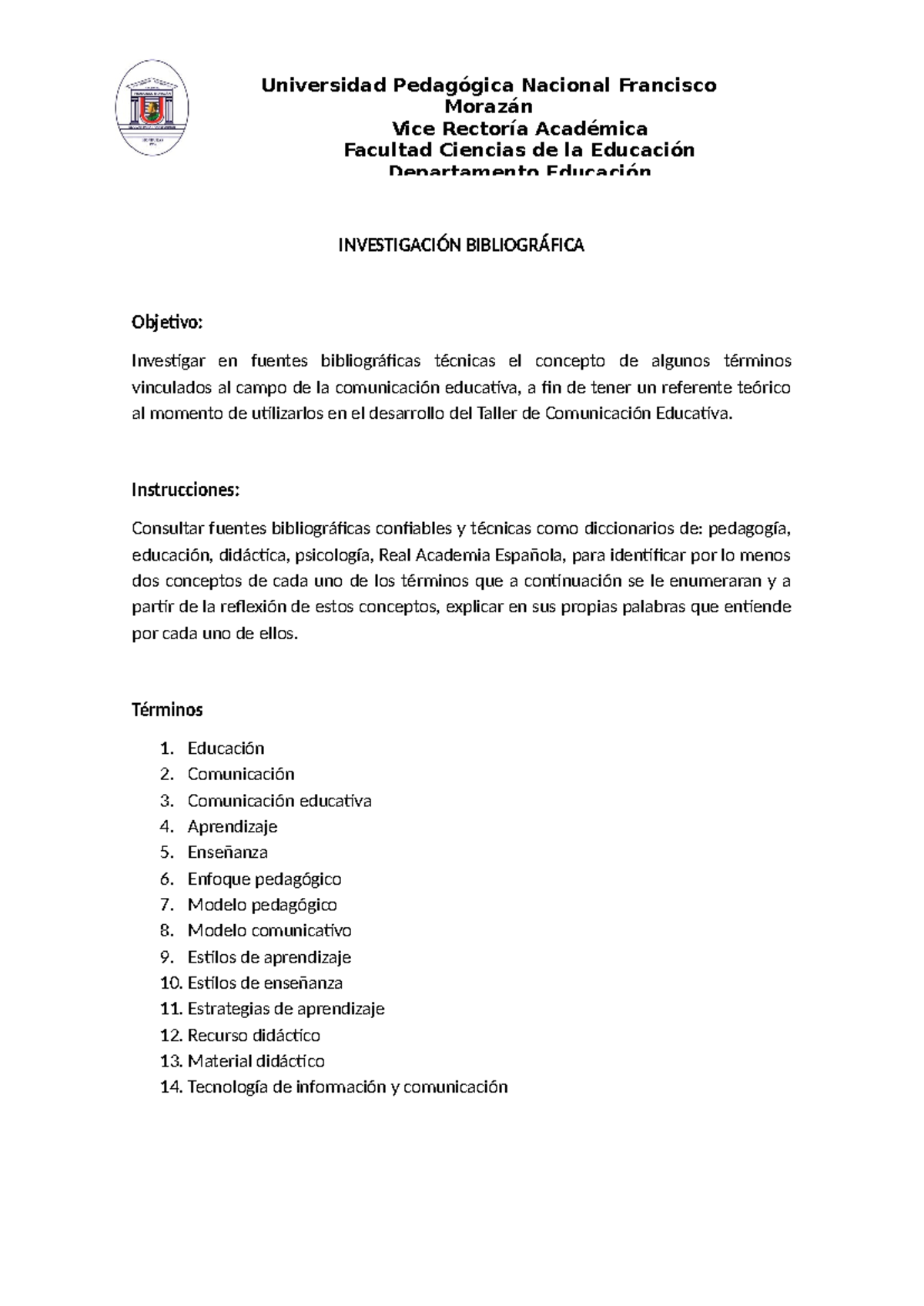 Investigación Bibliográfica de Conceptos Básicos en Comunicación Educativa - Studocu