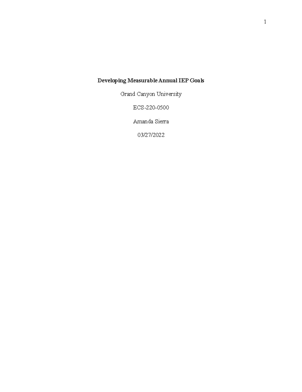 ECS-220 Developing Measurable Annual IEP Goals for Alicia's Success ...