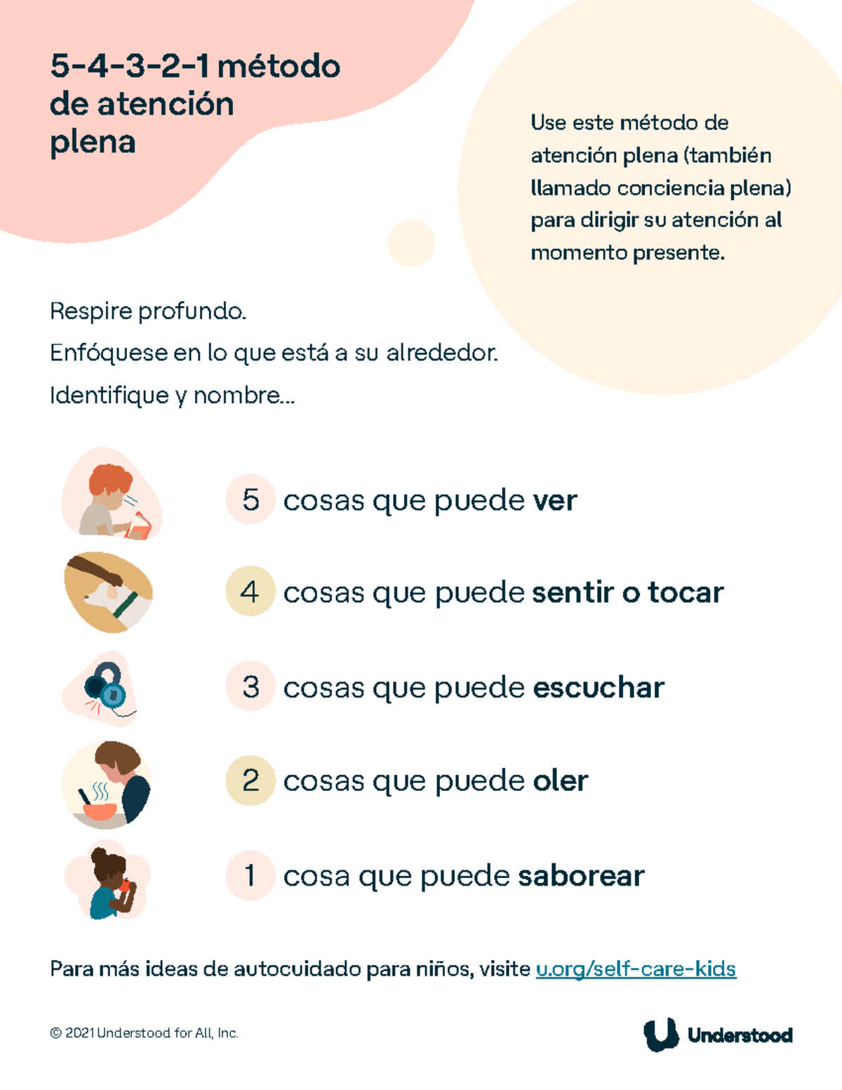 5-4-3-2-1 mindfulness method ESP - 5-4-3-2-1 método de atención plena ...