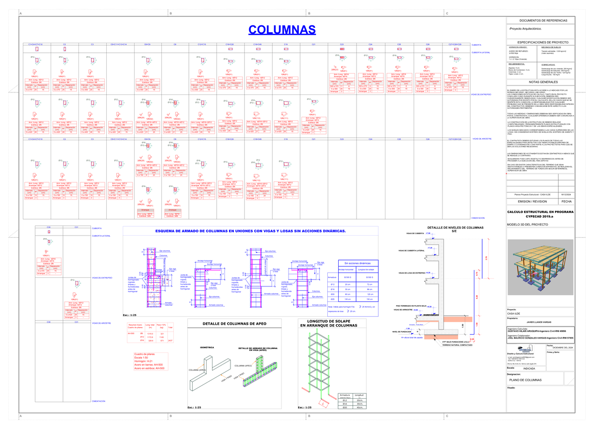 Columnas - Planos Estructurales C2 C3 C8 C19 - Studocu