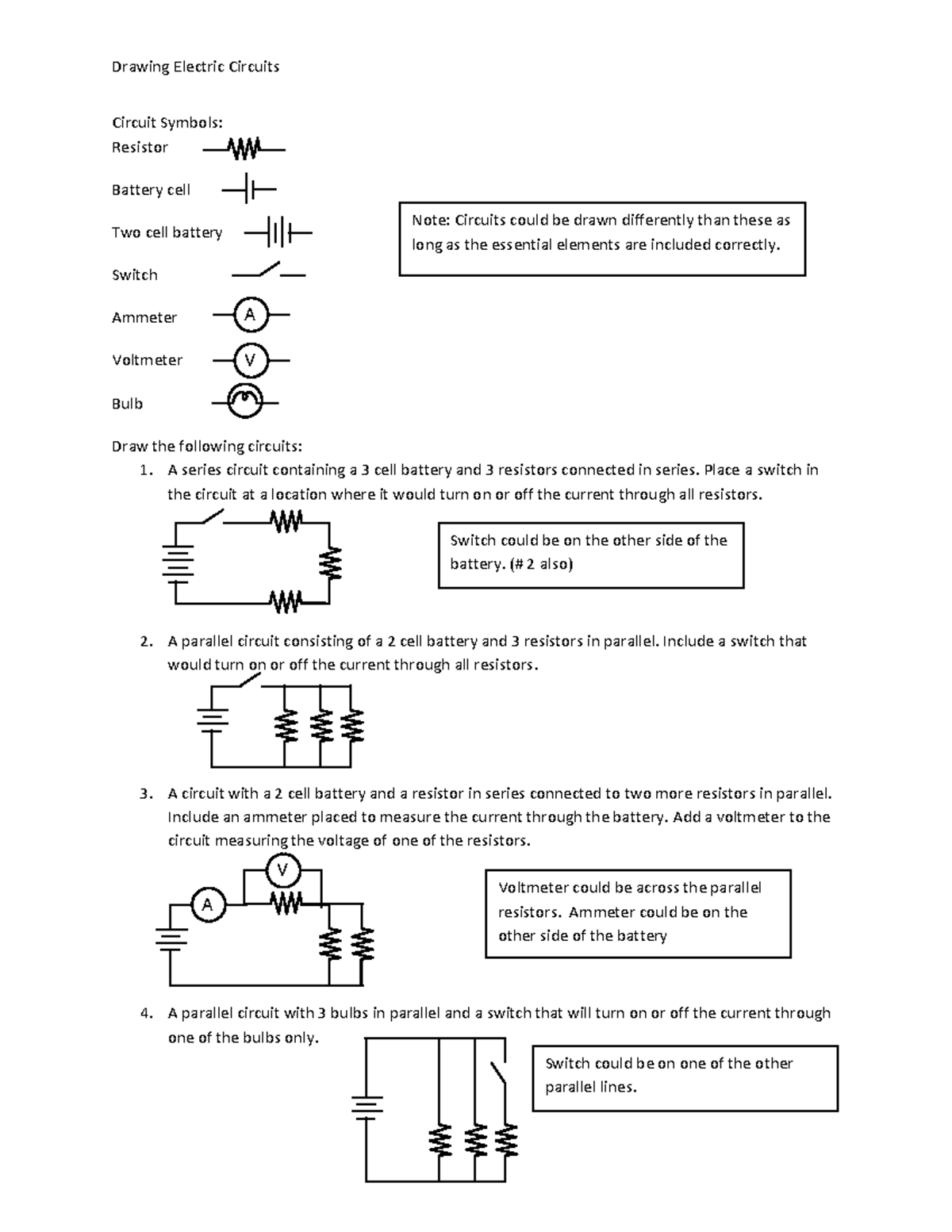 Drawing Electric Circuits Solutions: Series & Parallel Examples - Studocu