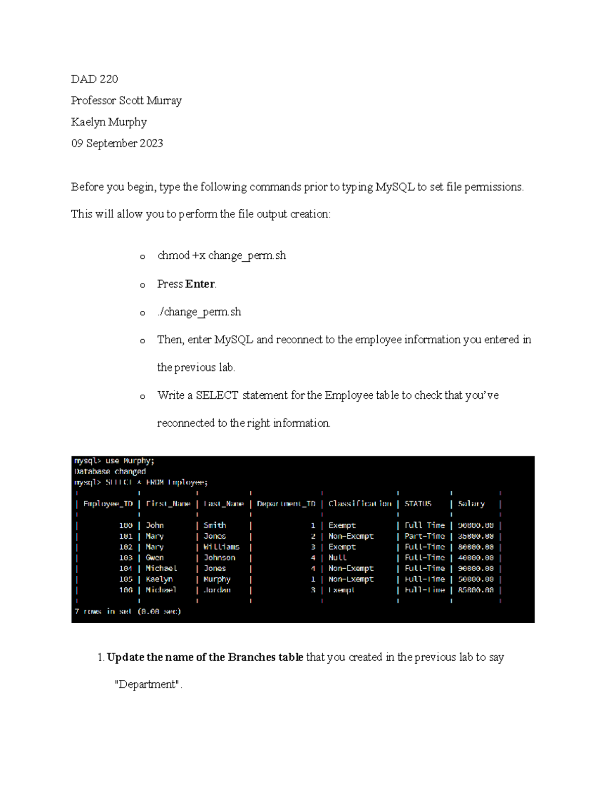 DAD 220 Lab: MySQL Table Joins with Employee and Department Data - Studocu