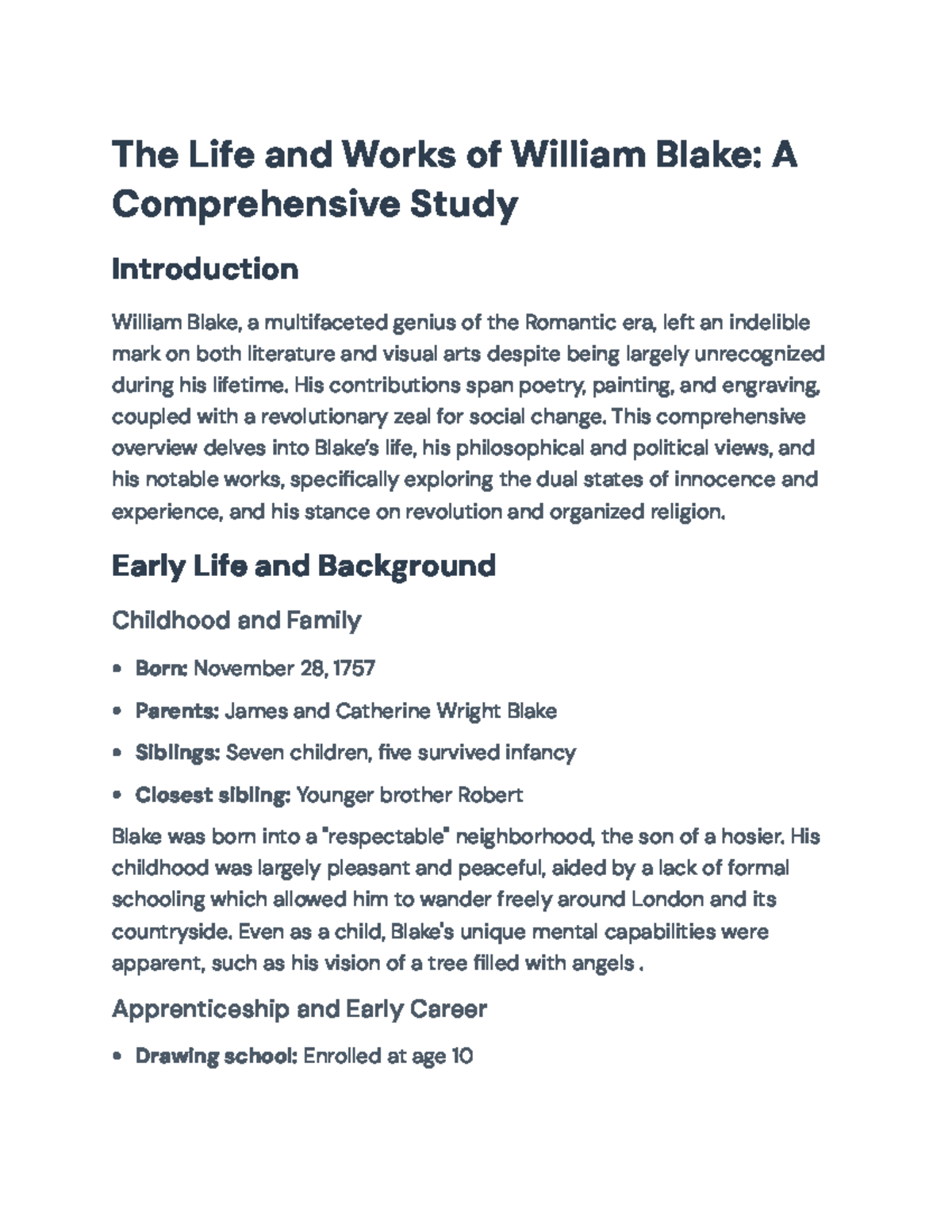 William Blake: Life, Works, and Revolutionary Perspectives (ENG101 ...