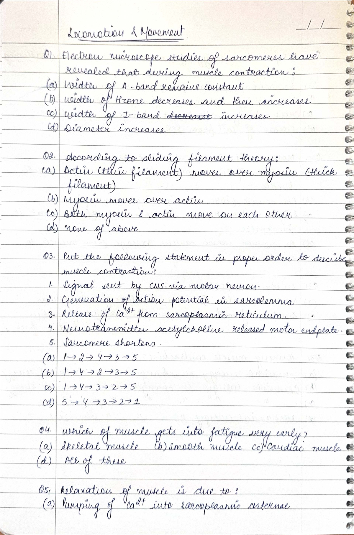Locomotion Movement Q1-Q25 Study Guide - BIO - Studocu