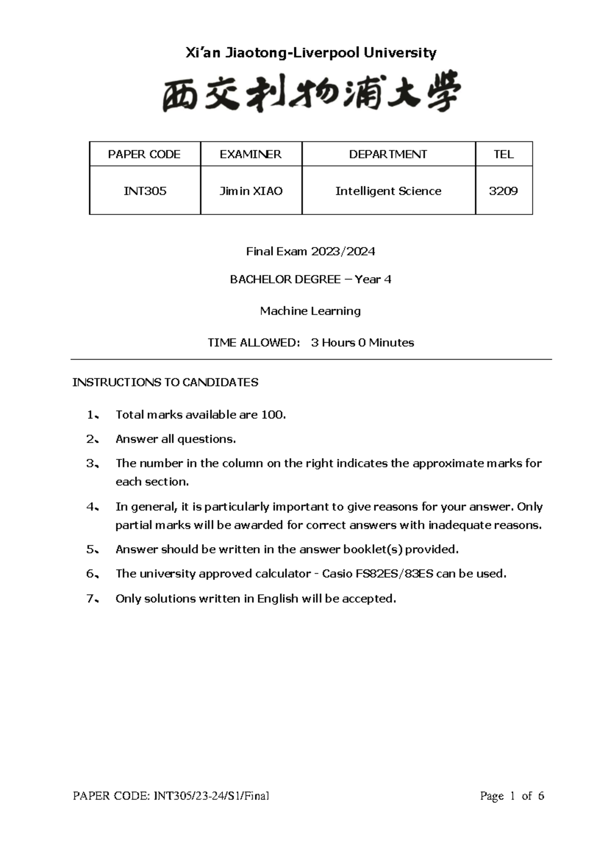 INT305 F S1 - Final Exam Notes on Machine Learning and Convolution ...
