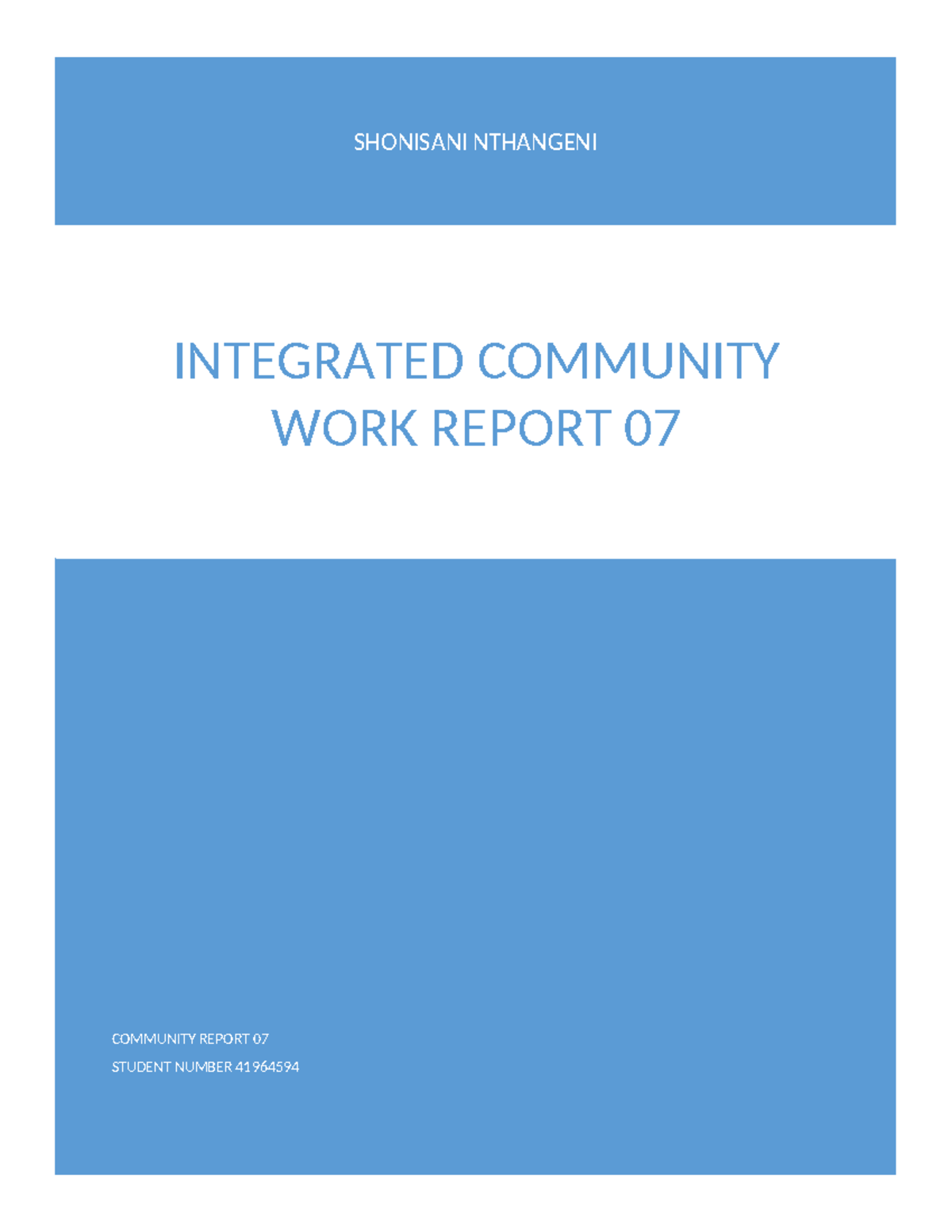 Integrated Community Work Report 07: Domestic Violence Awareness - Studocu