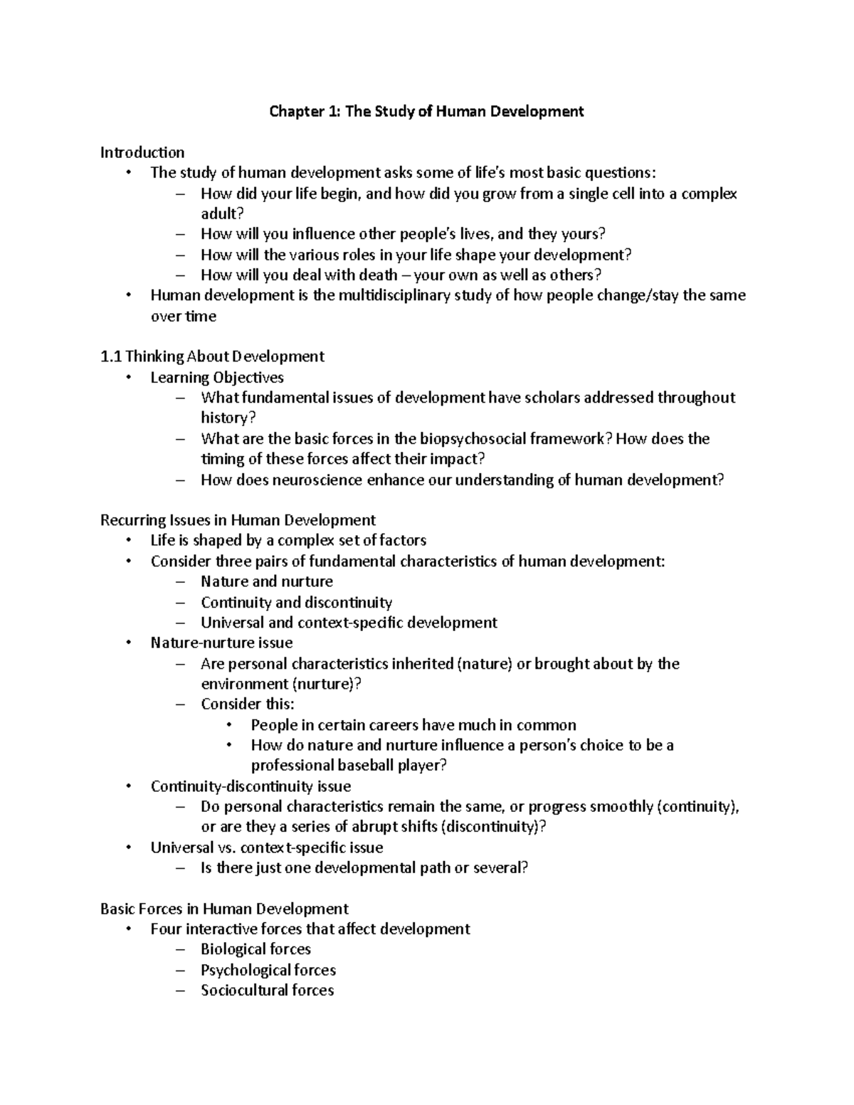 Chapter 1 Notes - Exploring Human Development Dynamics and Theories ...