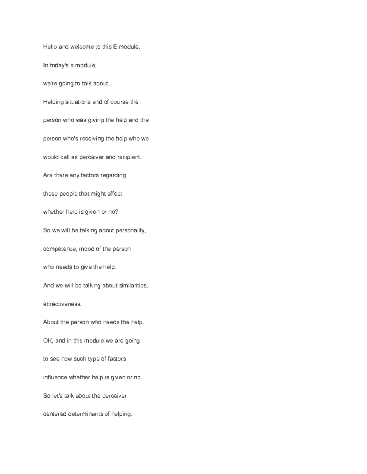 PSY 101: E-Module on Helping Situations and Altruism Factors - Studocu