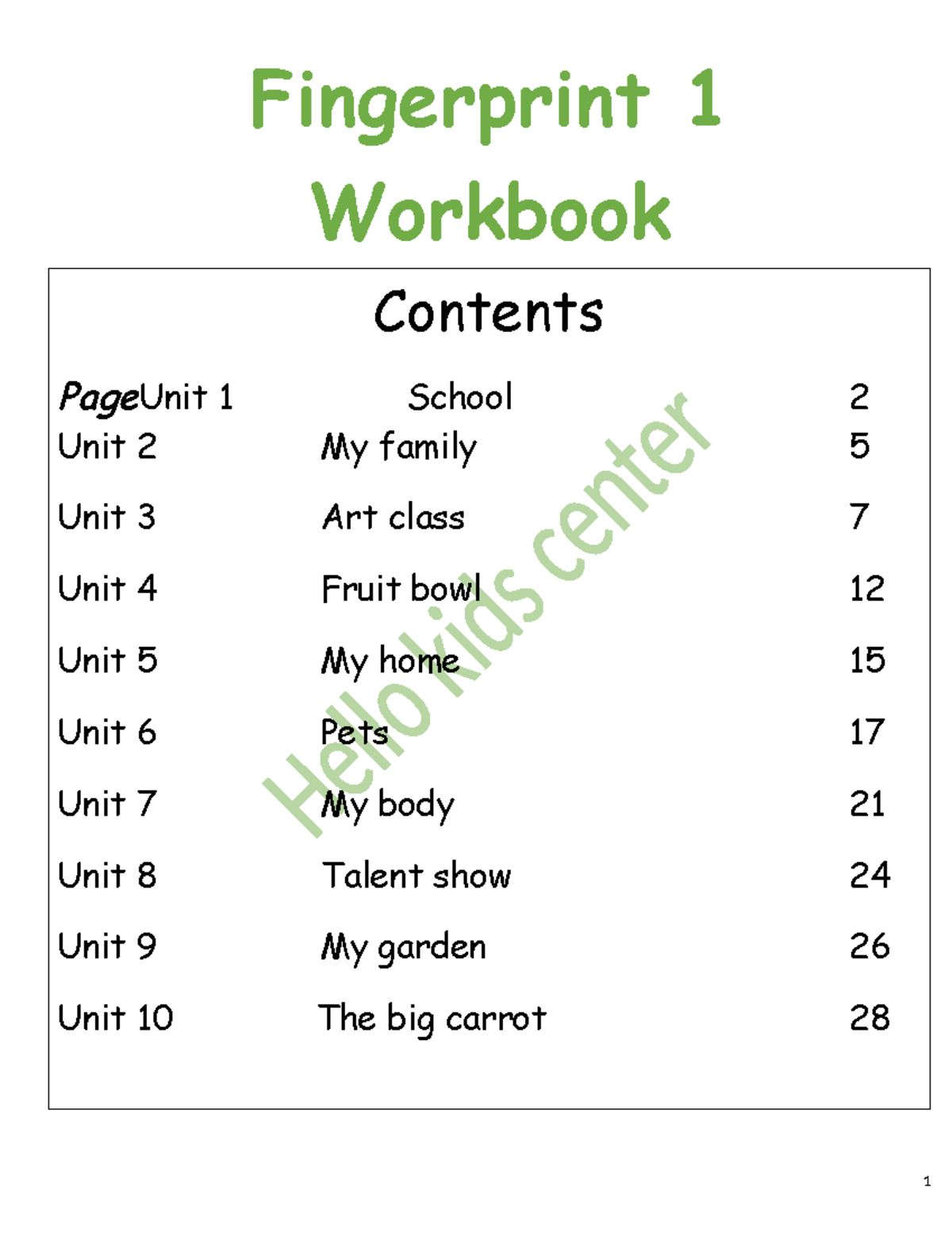 Fingerprint 1 - Workbook contents and lesson overview - Studocu