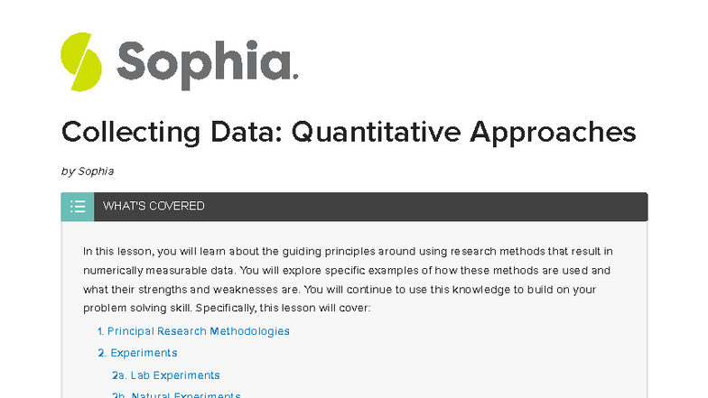 1.3.6 Collecting Data: Quantitative Research Methods in Sociology - Studocu