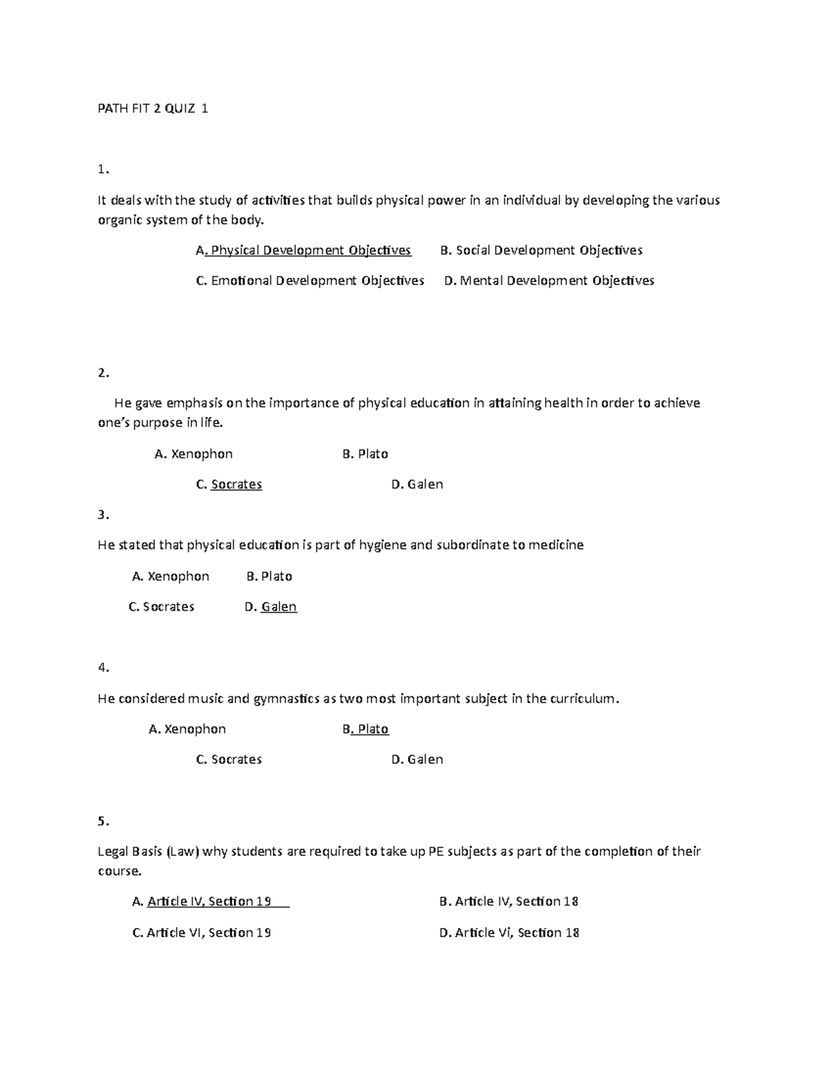 Path Fit 2 Quiz 1 - Pe 2 Quiz 1 - Physical Activities towards Health ...