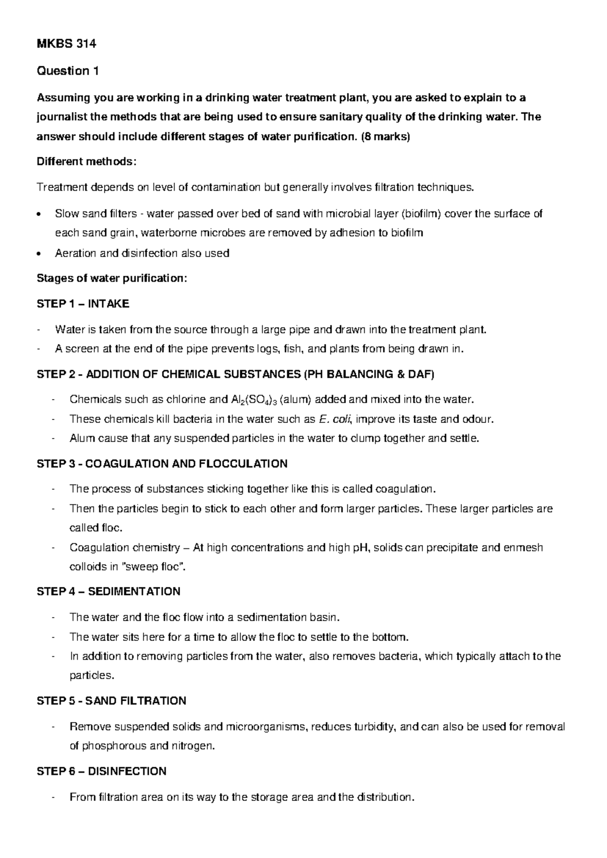 MKBS 314 2019: Water Treatment, Fermentation, and PCR Methodologies ...