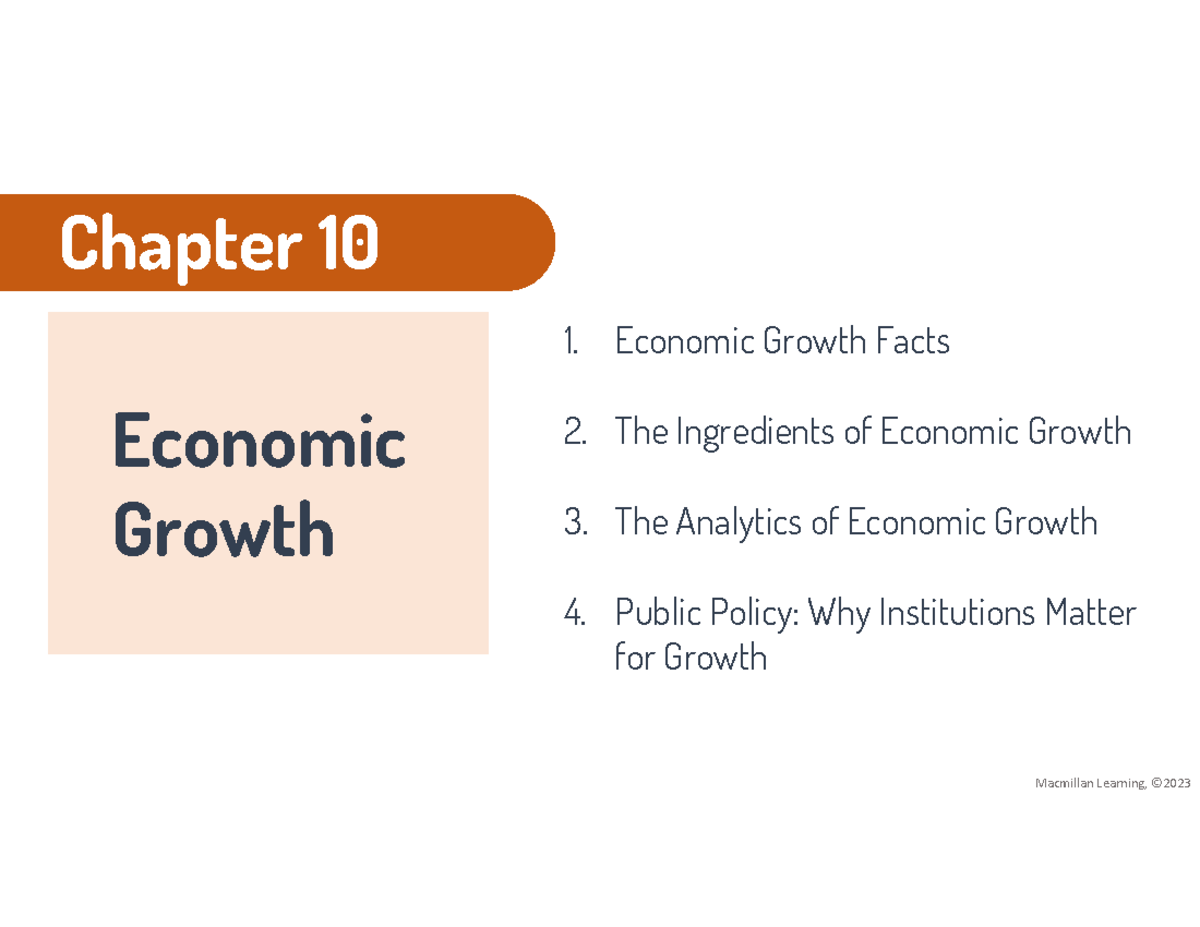 Lecture Slides CH10 - Economic Growth: Key Insights and Ingredients ...