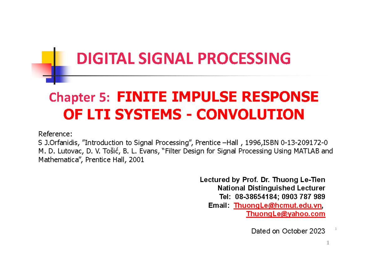 DIGITAL SIGNAL PROCESSING (DSP) Chapter 5: FIR LTI Systems ...