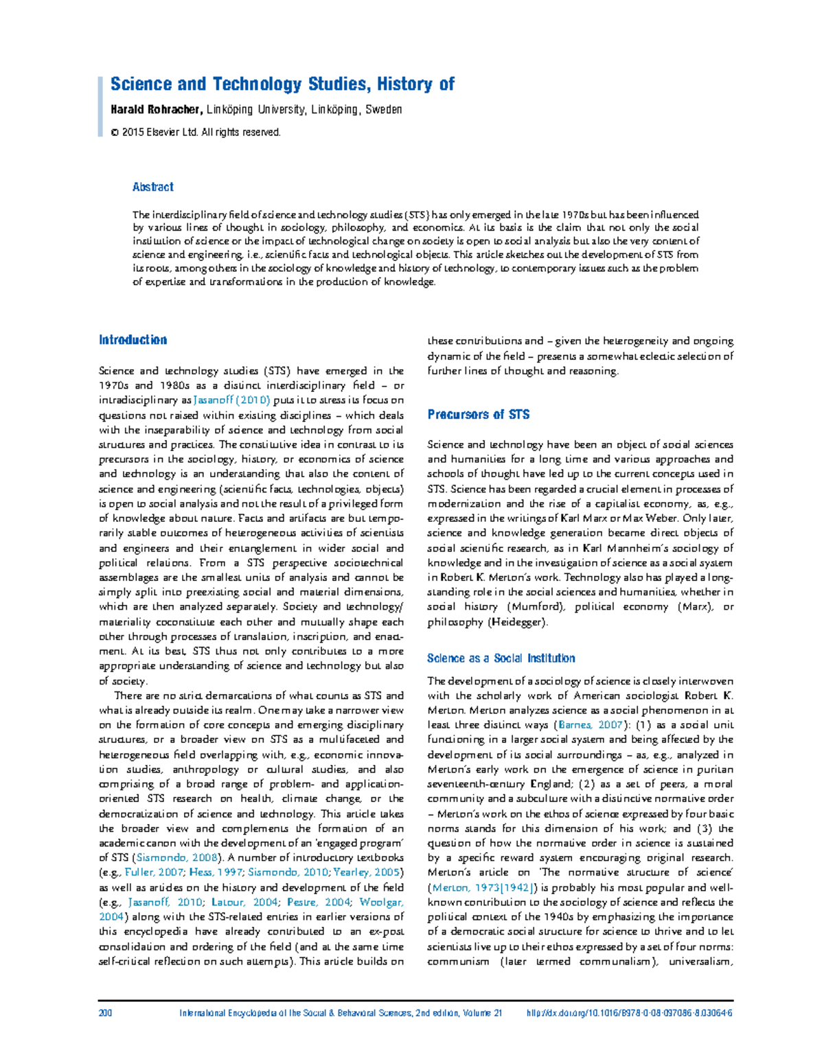 Science and Technology Studies (STS): History and Development Overview ...