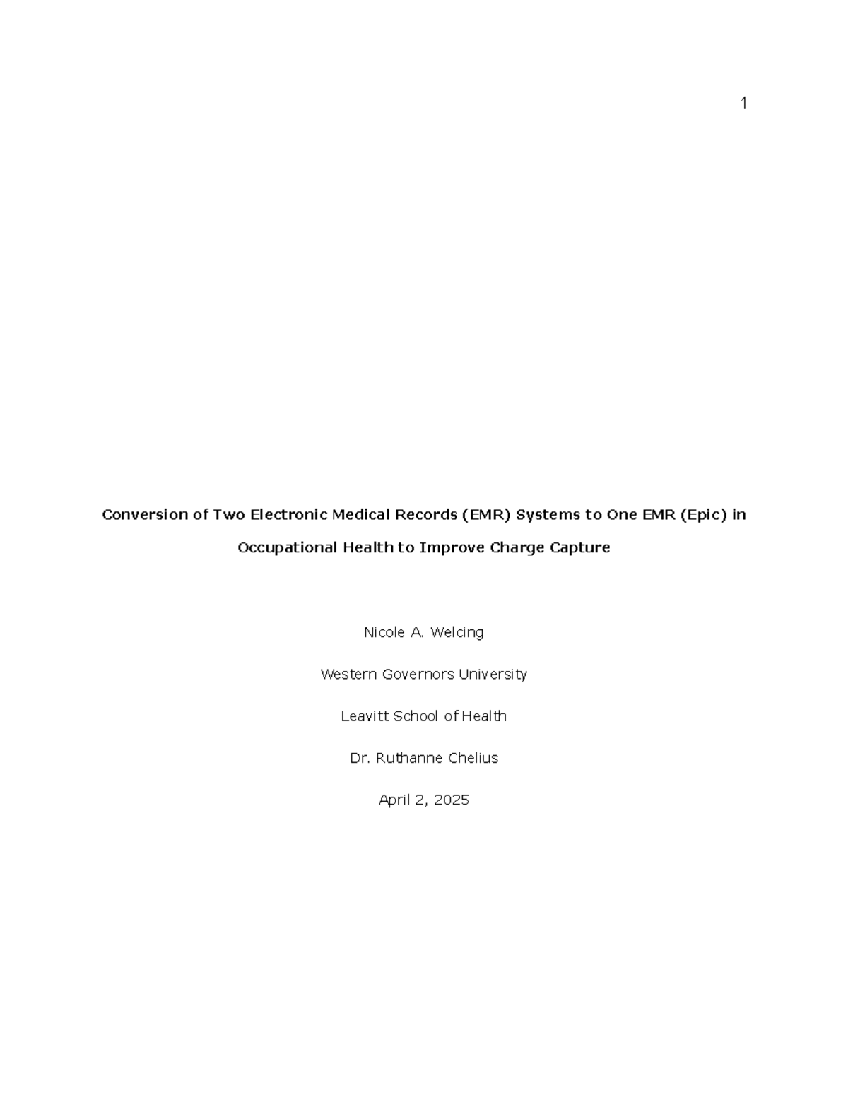 D157: EMR Conversion Project for Charge Capture Improvement in ...