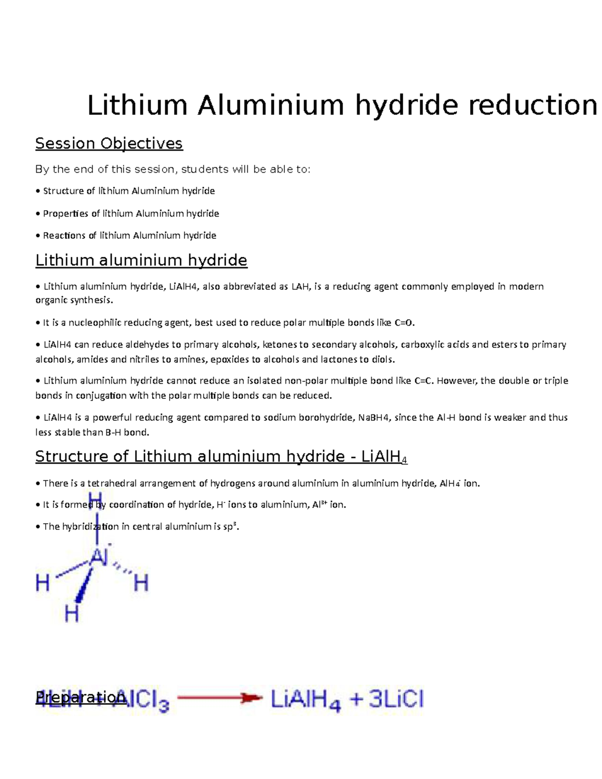 Chapter 46 - Lithium Aluminium Hydride Reduction Overview and Mechanism ...