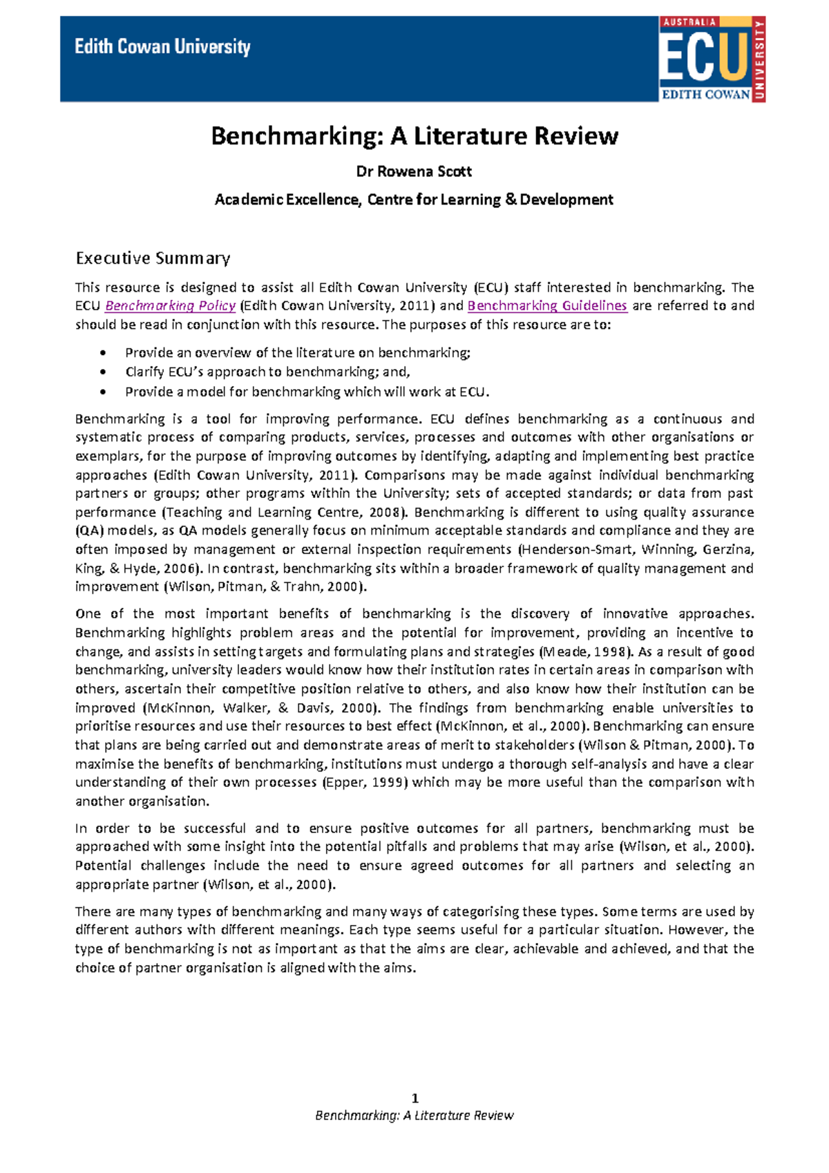 ECU Benchmarking: Comprehensive Literature Review and Guidelines - Studocu