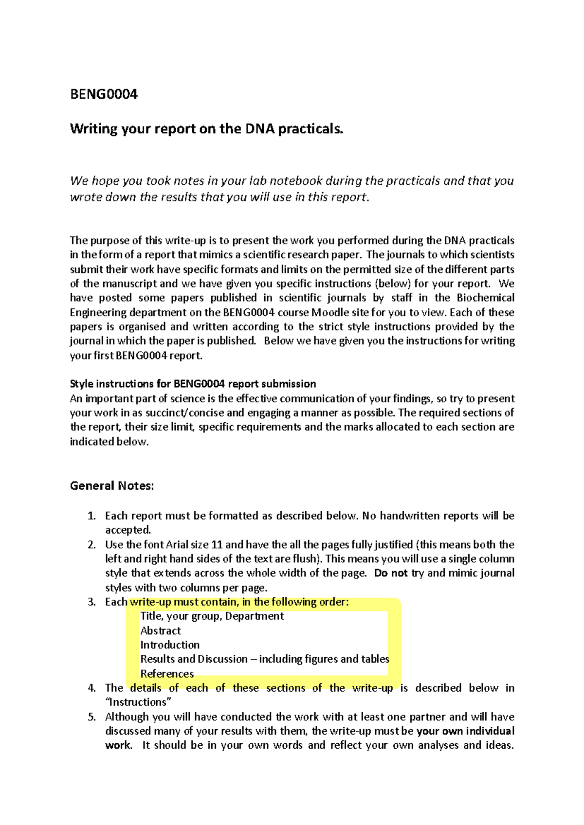 DNA Practical Report Guidelines for Submission - Studocu