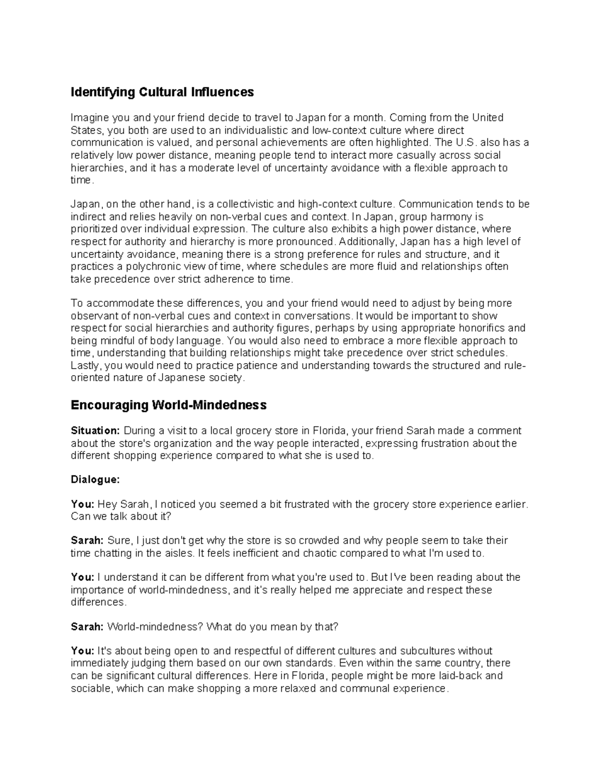 Cultural Influences - Identifying Cultural Influences Imagine you and ...