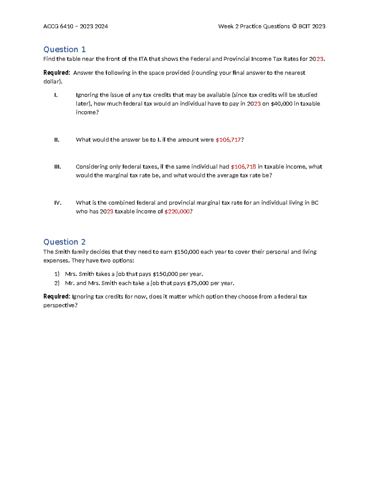 ACCG 6410 2023 2024 Week 2 Practice Questions - Question 1 Find the ...